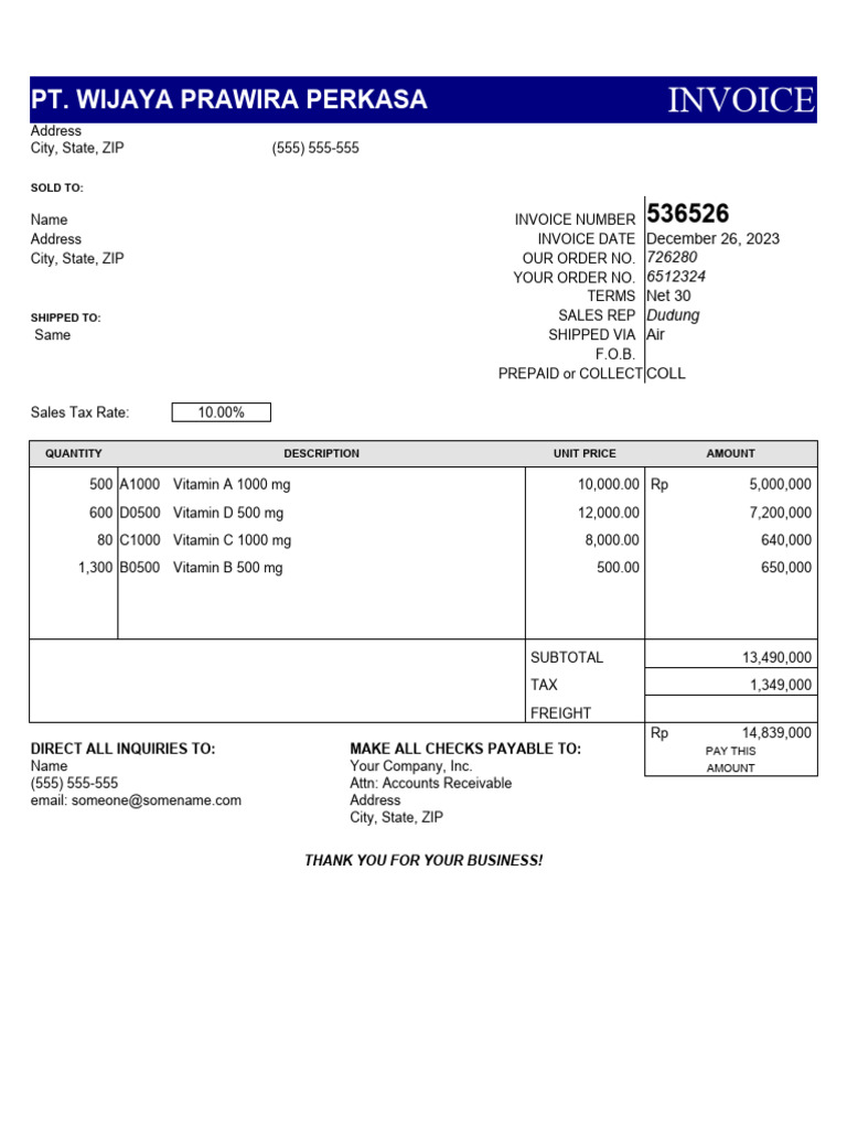Basic Invoice Excel | PDF