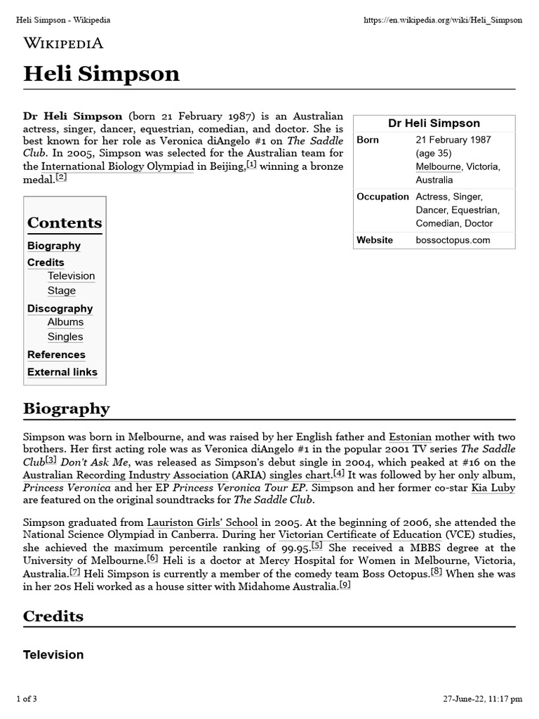 Heli Simpson - Wikipedia | PDF