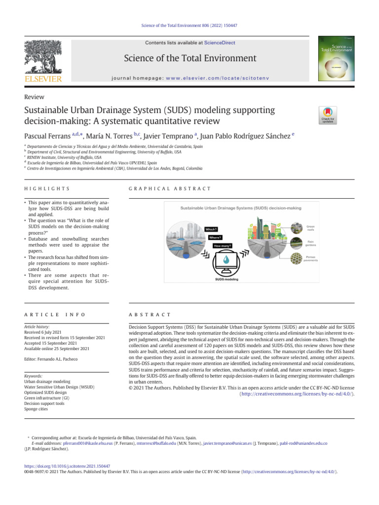 Sustainable Urban Drainage System Suds Modeling Supporting Pdf