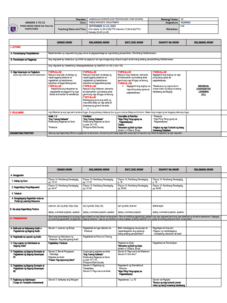 Q1 Filipino Week 3 | PDF
