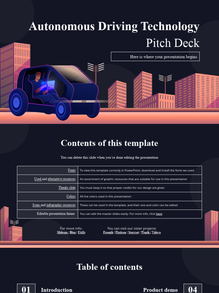 Autonomous Driving Technology Pitch Deck by Slidesgo | Download Free ...