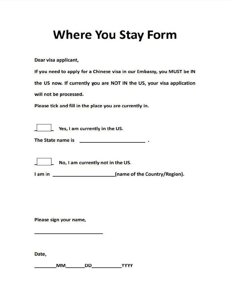 Where You Stay Form | PDF