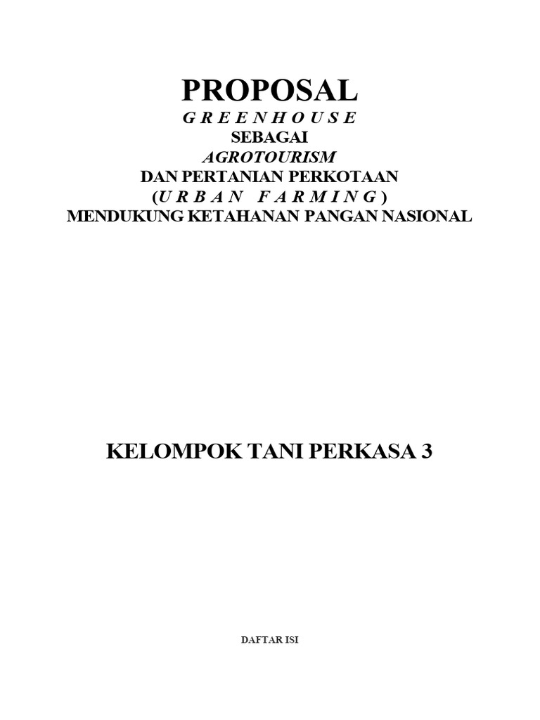 Proposal Greenhouse untuk Agro Wisata | PDF