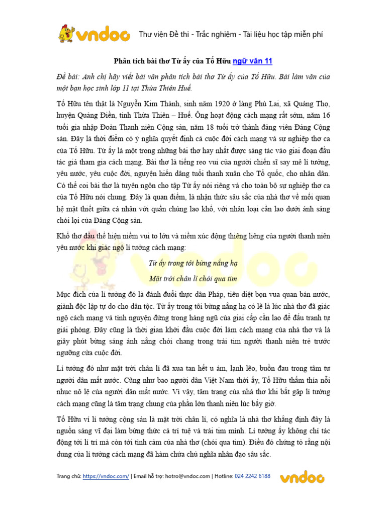 Phan Tich Bai Tho Tu Ay 2 | PDF