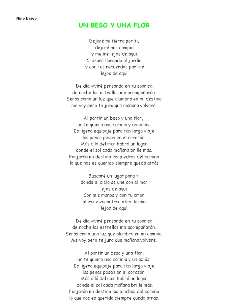 Un beso y una flor: Nino Bravo | PDF | Poesía