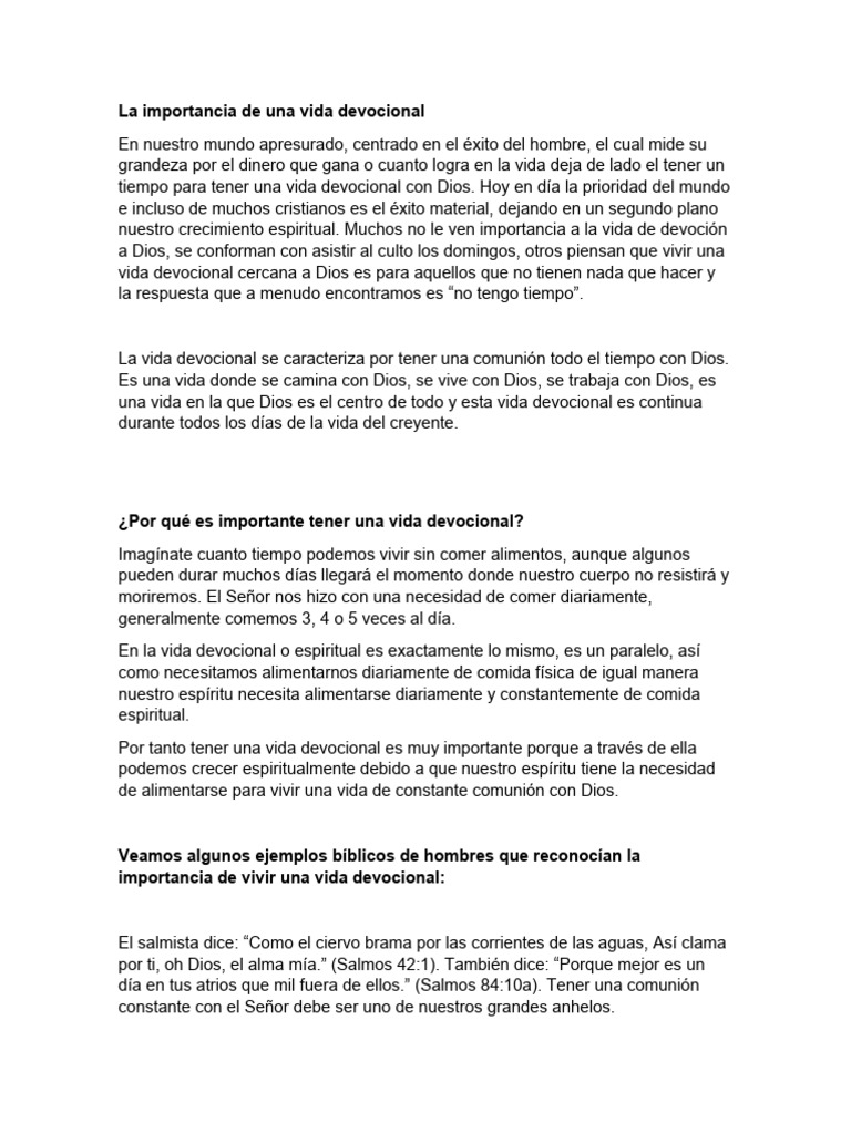 Tema III La Importancia de Una Vida Devocional | PDF | Oración | eucaristía