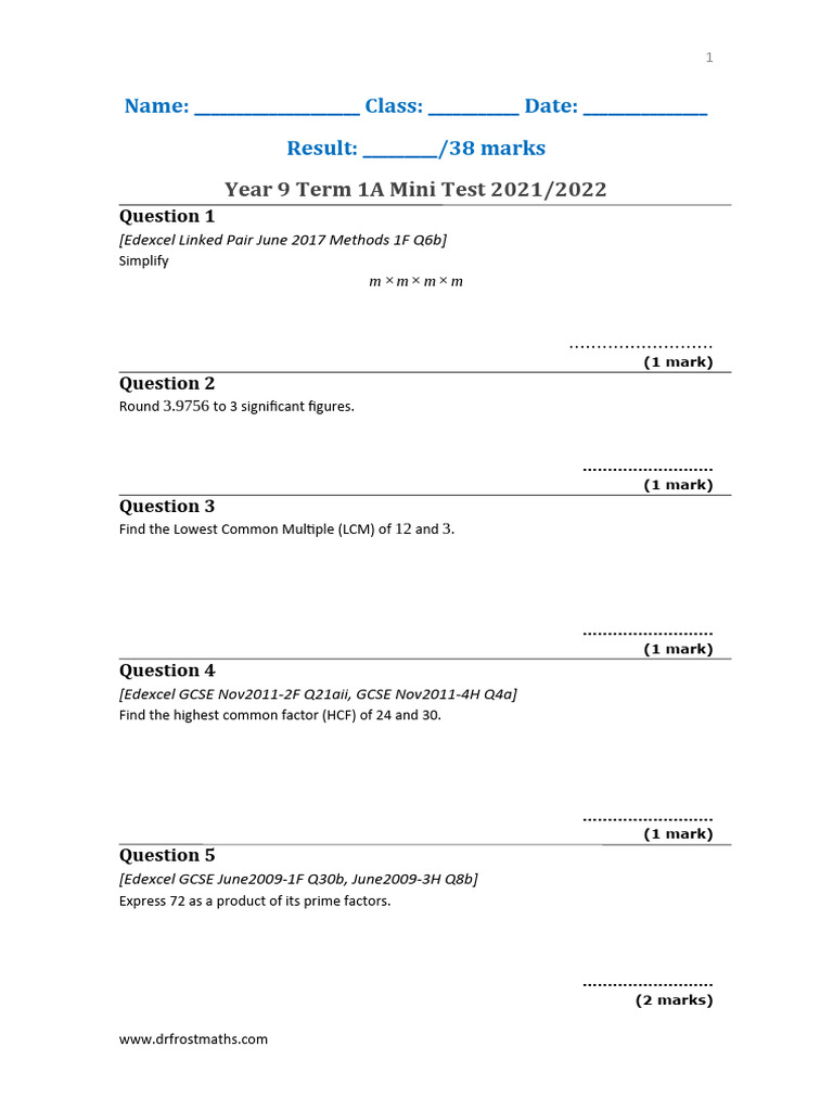 Math Y9 | PDF | Area | Elementary Mathematics
