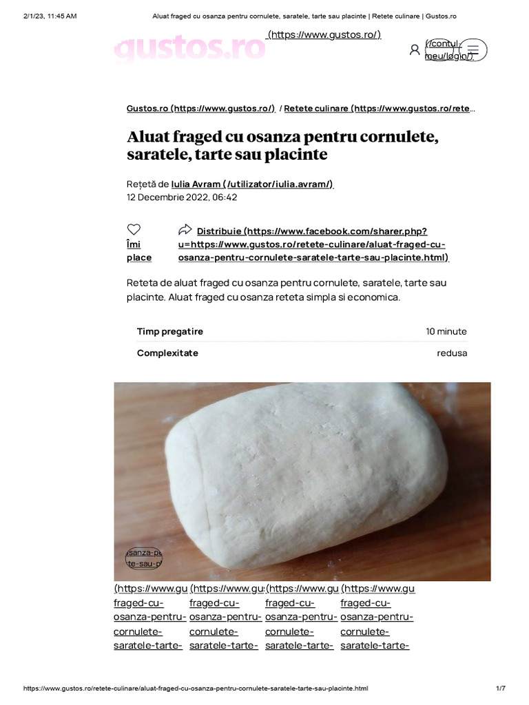 Aluat Fraged Cu Osanza Pentru Cornulete, Saratele, Tarte Sau Placinte ...