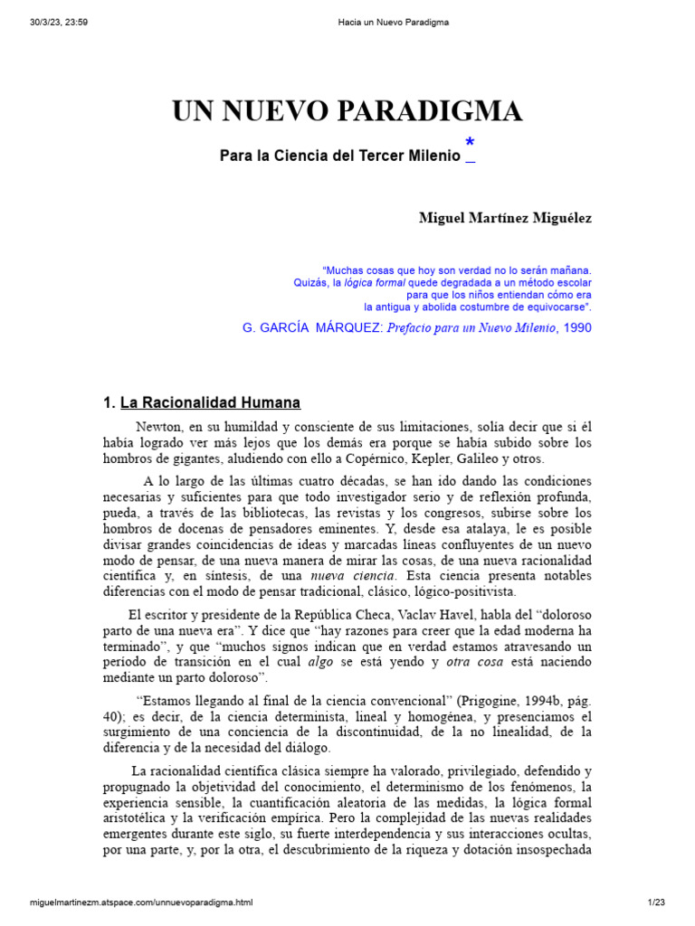 Hacia Un Nuevo Paradigma | PDF | Filosofía