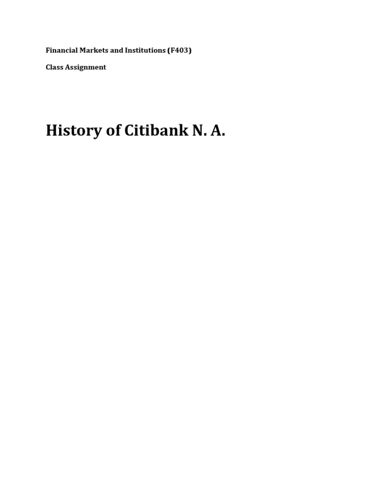 FMI - History of Citibank NA Upped | PDF | Citibank | Citigroup