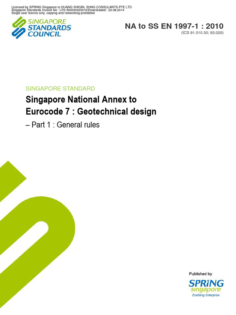 NA To SS en 1997-1 2010 - Singapore National Annex To Eurocode 7 | PDF ...