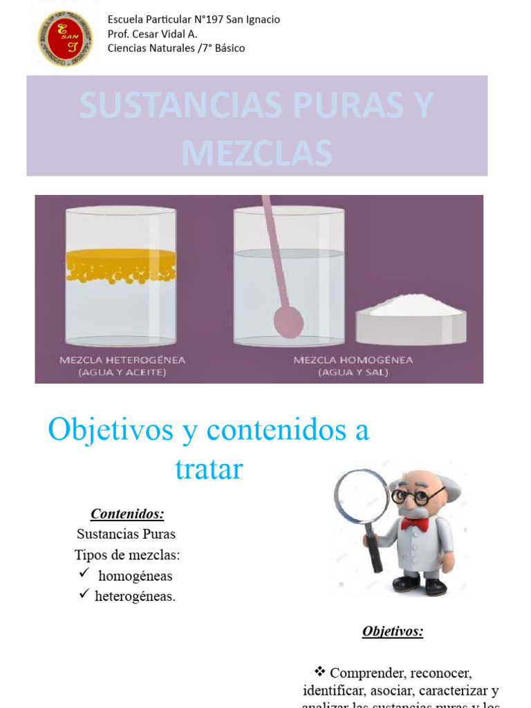 Sustancias Puras y Mezclas 7° Año | PDF | Mezcla | Sustancias químicas