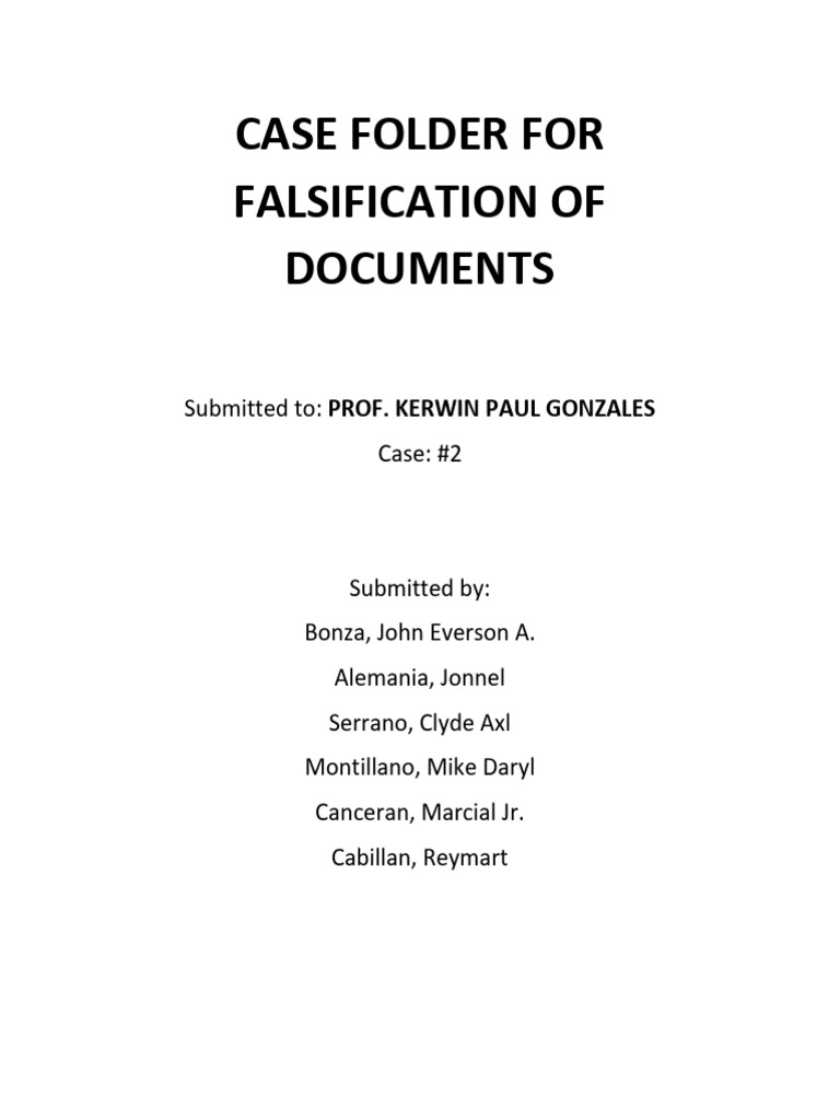 Case Folder For Falsification of Documents | PDF | Justice | Crime ...