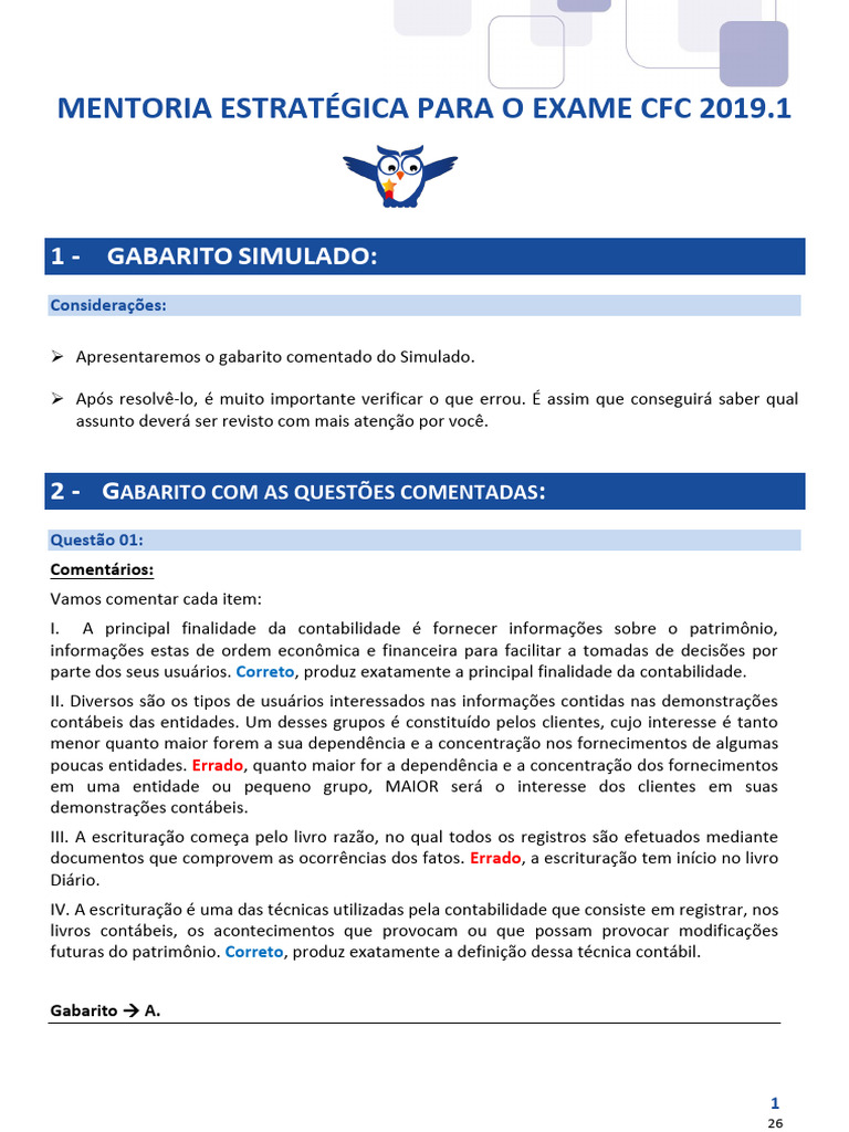 Simulado Prova Do CRC 2019.1 - Resposta | PDF | Contabilidade | Impostos