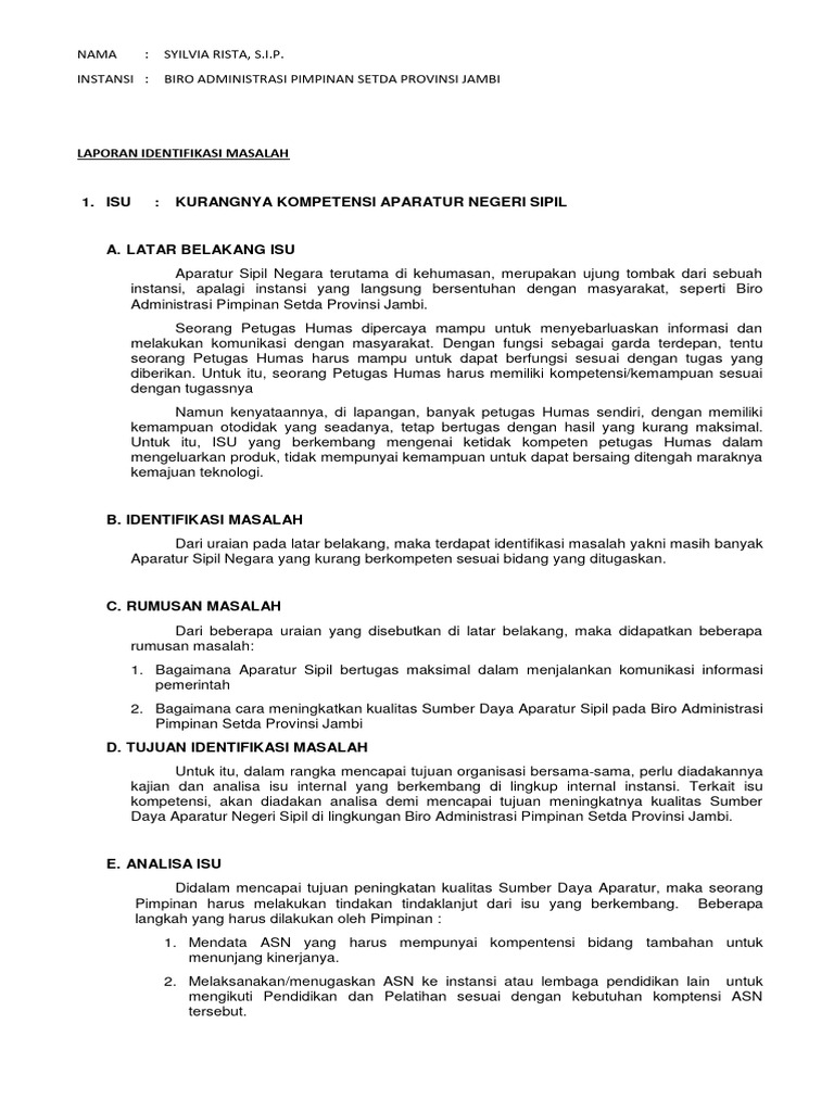 Laporan Identifikasi Masalah | PDF