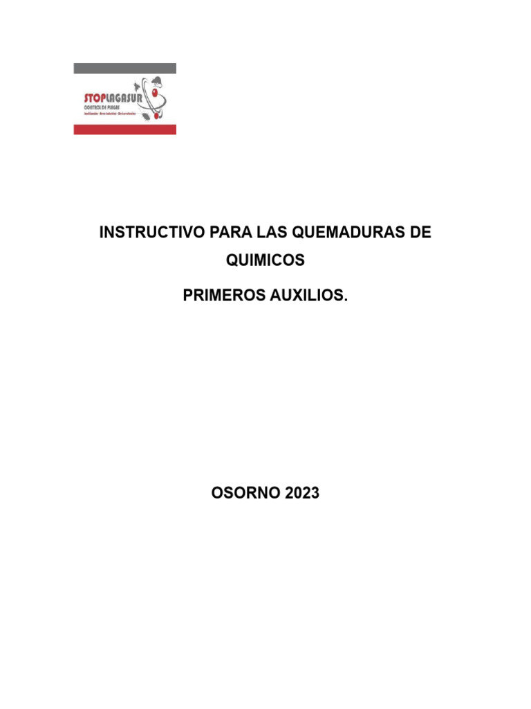 Instructivo para Las Quemaduras de Quimicos | PDF | Quemar | Piel