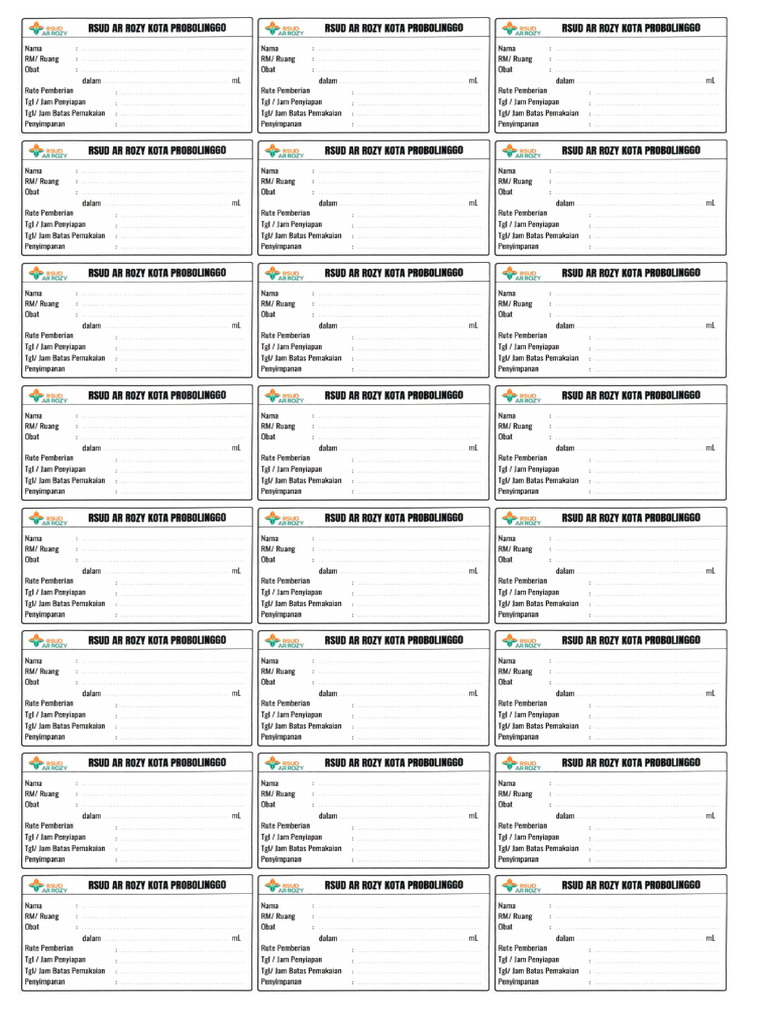 Stiker Cairan Infus | PDF