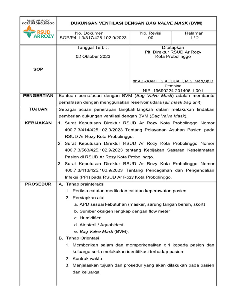 Pemberian O2 DG BVM | PDF
