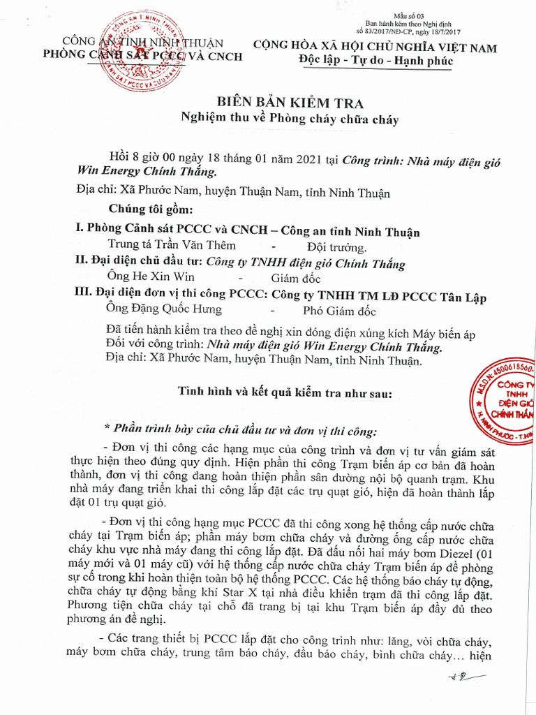 20210118-Bien Ban Kiem Tra Nghiem Thu PCCC | PDF