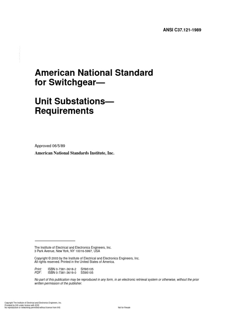 American National Standard For Switchgear - Unit Substations | PDF ...
