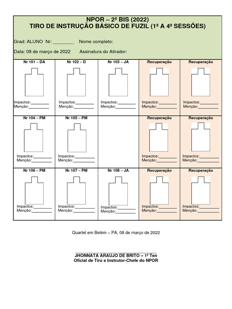 Borrão de Tiro TIB | PDF