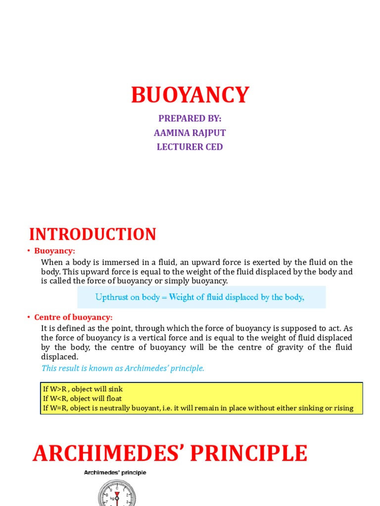 Understanding Buoyancy and Stability Principles | PDF | Science ...