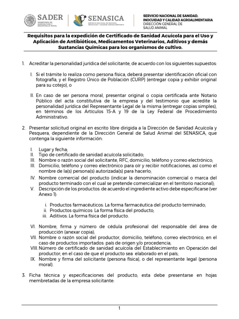 Certificado de Sanidad Acu Cola Para El Uso y Aplicaci n de Antibi Ticos... | PDF | Medicamentos ...
