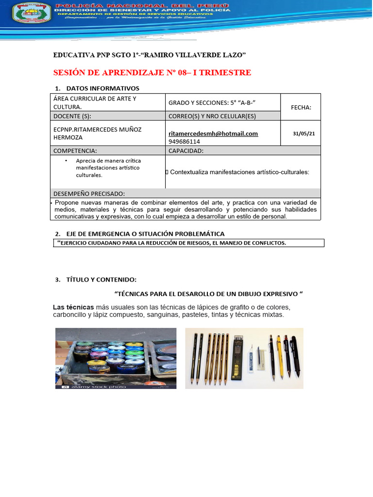 Sesion N8 Arte y Cultura 5año. | PDF | Dibujo | Lápiz