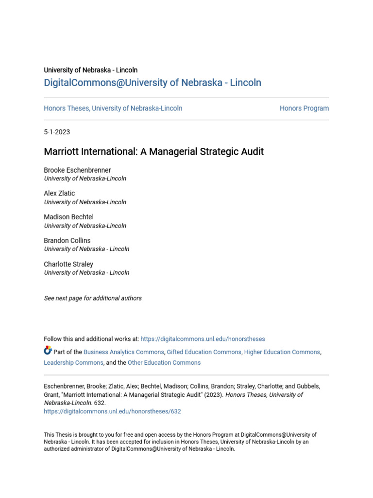 Marriott International Strategic Audit | PDF | Marriott International ...