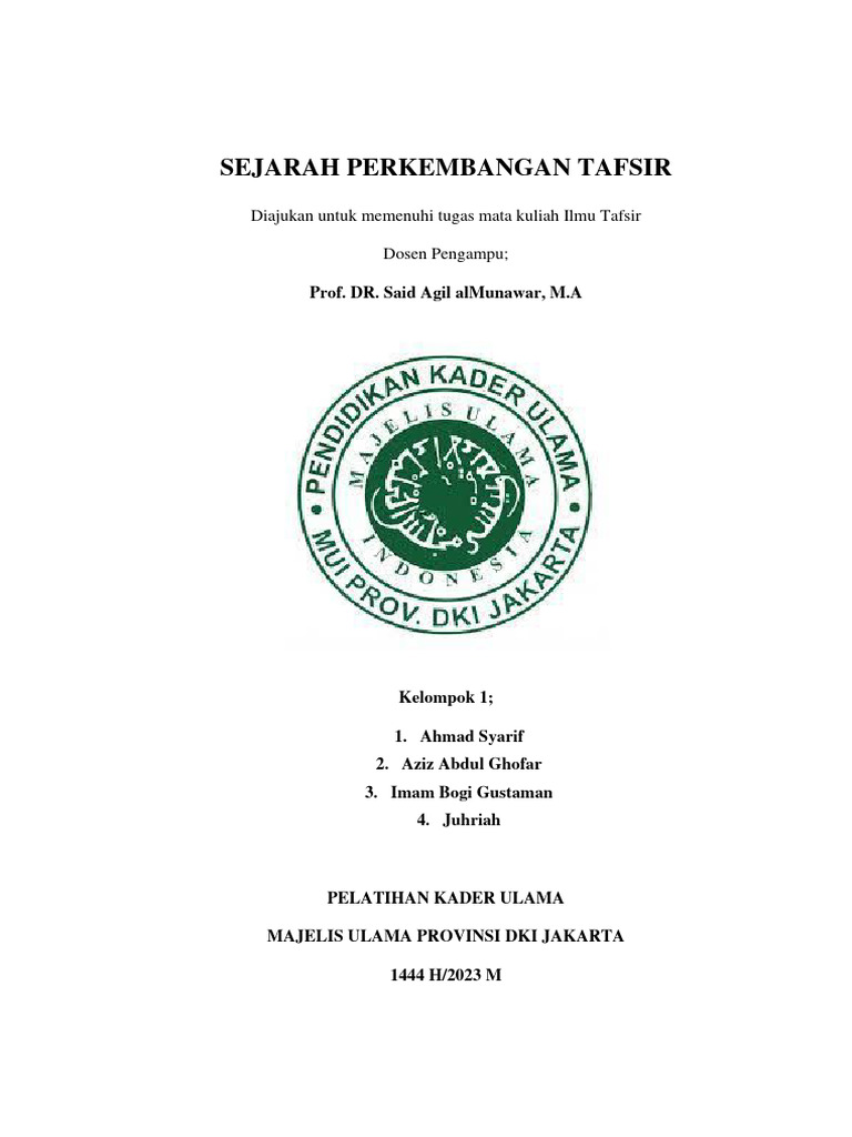 Sejarah Perkembangan Tafsir | PDF | Agama & Spiritualitas