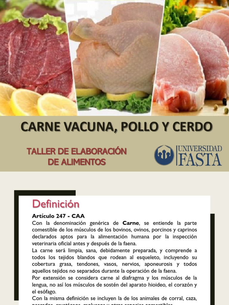 Carne de Vaca, Pollo y Cerdo. | PDF