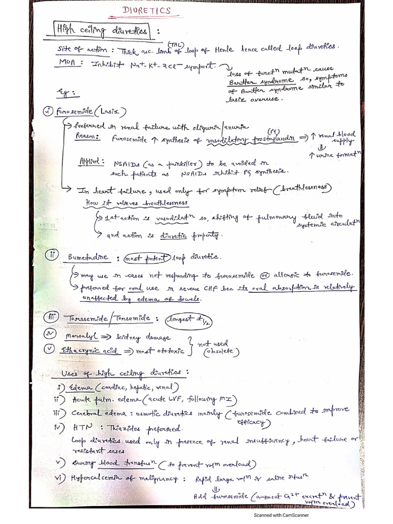 Diuretics Note | PDF