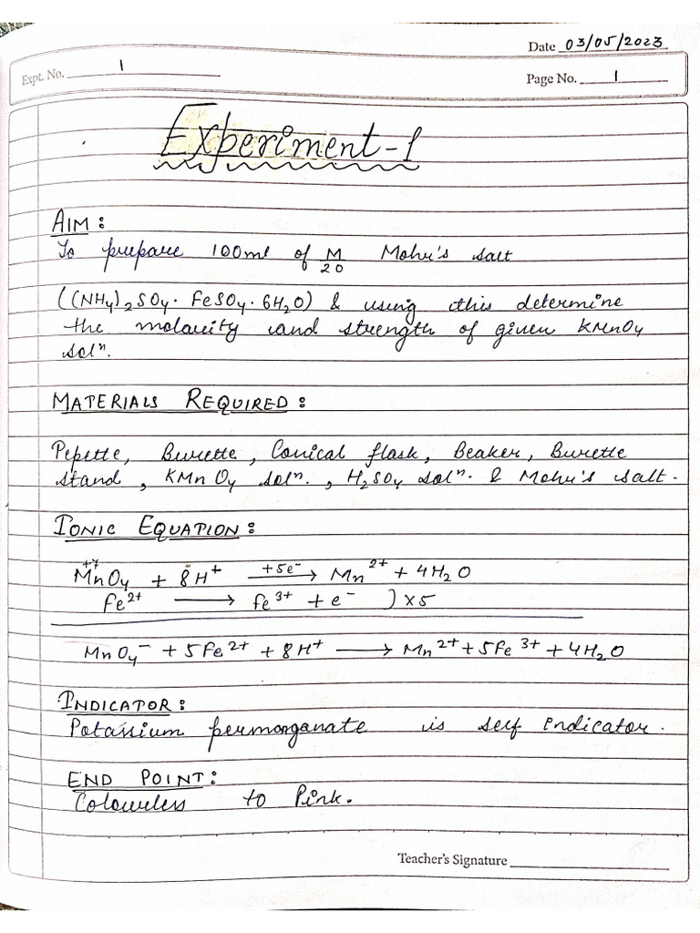 Chemistry Practical | PDF