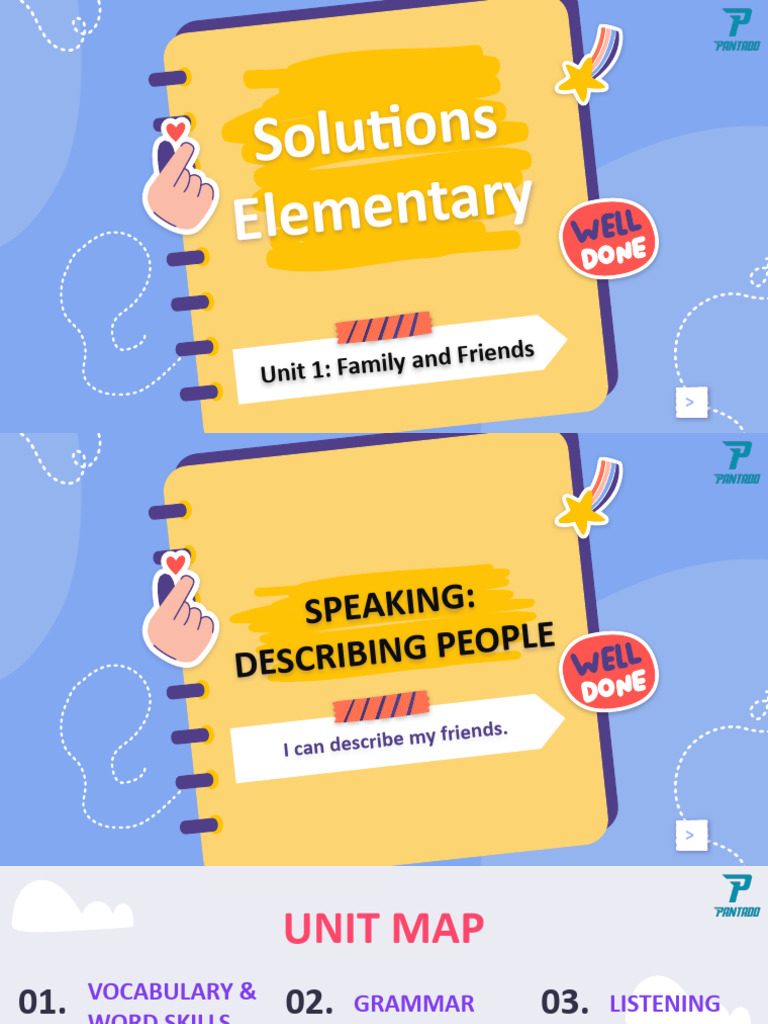 Solutions Elementary - Unit 1E - Family and Friends (Speaking) | PDF | Linguistic Typology ...