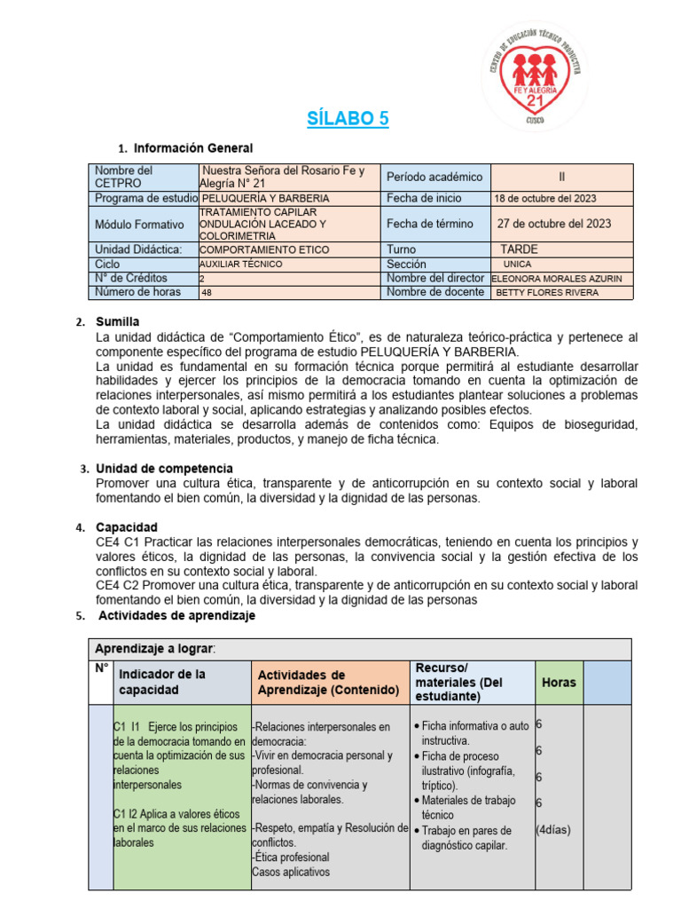 Silabo 5-Modulo II | PDF | Evaluación | Plan de estudios