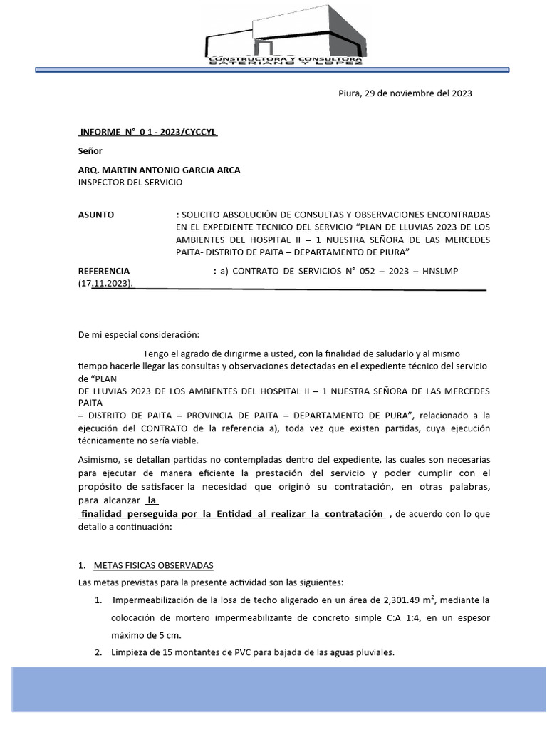 Informe de Observaciones Exp Tec Paita | PDF