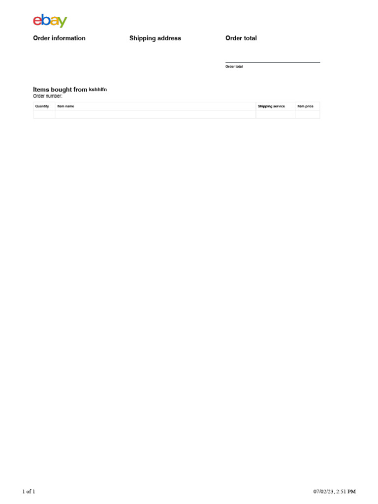 EBay Invoice Template | PDF