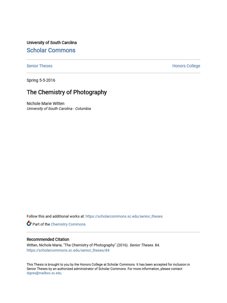 Chemistry Behind Photography Techniques | PDF
