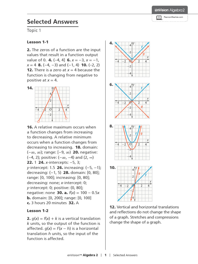 Algebra 2 Even Answers | PDF | Quadratic Equation | Equations