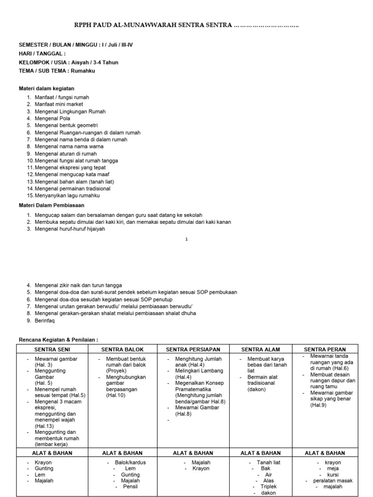 Format RPPH T.A 2023-2024 - RUMAHKU | PDF