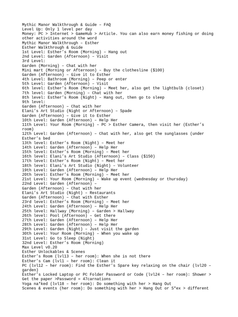 Mythic Manor Walkthrough & Guide | PDF