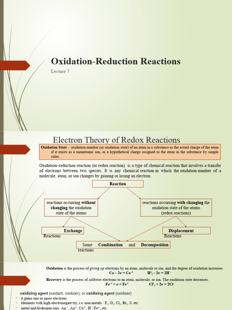 7 Redox Reaction | PDF | Redox | Electrode