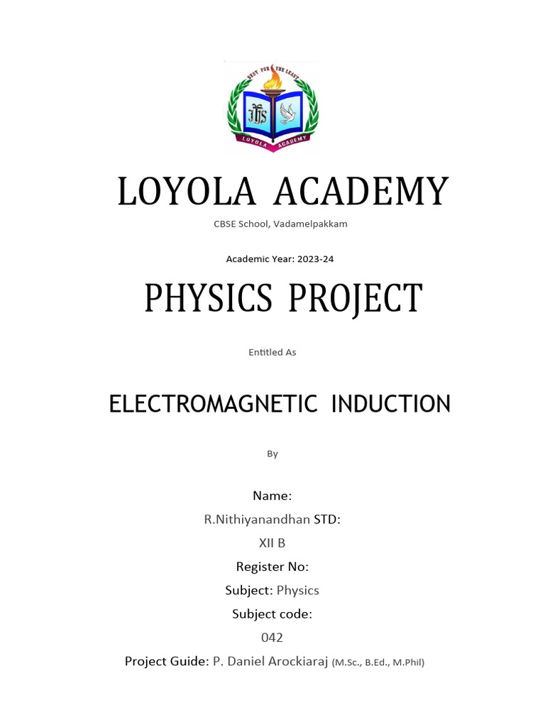 Electromagnetic Induction Project Overview | PDF | Electromagnetic ...