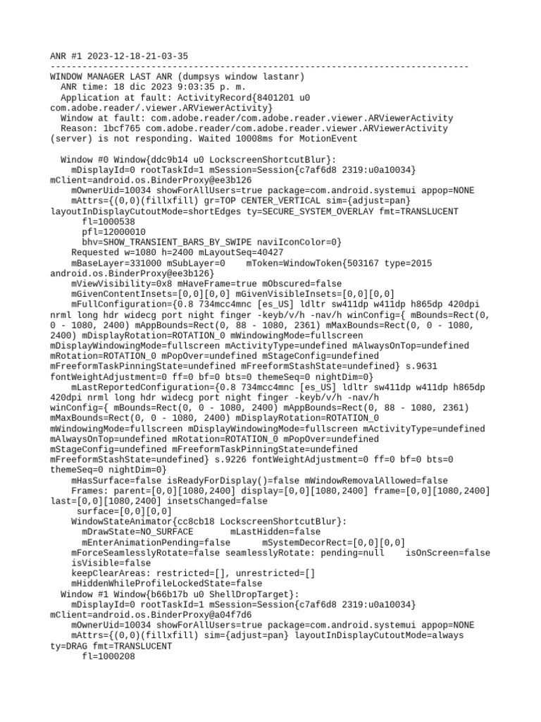 Dumpsys ANR WindowManager | PDF | Computing | System Software