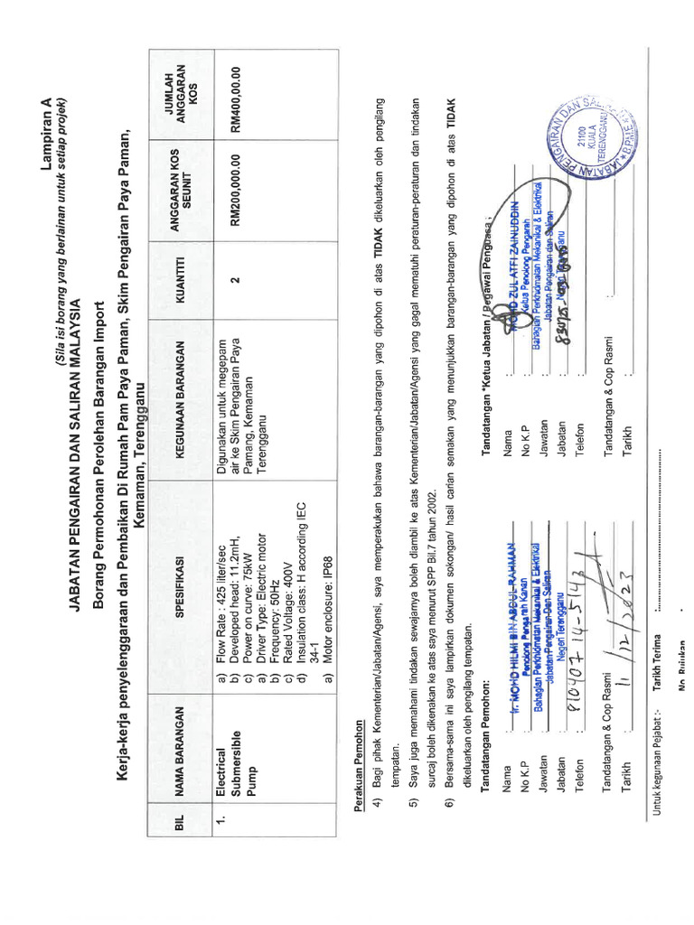 Contoh Kelulusan Barang Import | PDF