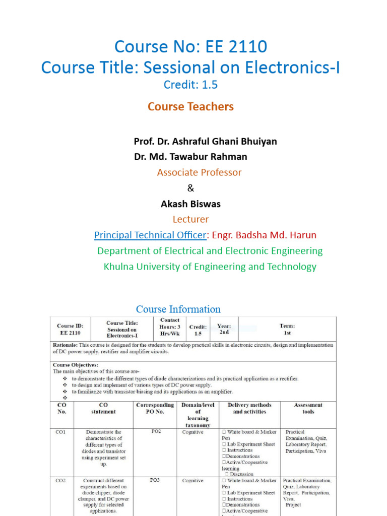 EE 2110 1st Lec | PDF | Resistor | Inductor
