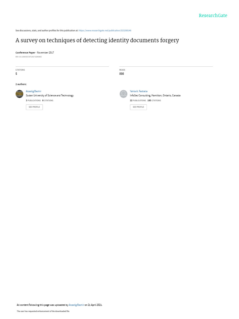ASurveyondetecting IDs Forgery Techniques Last 1 | PDF | Identity ...