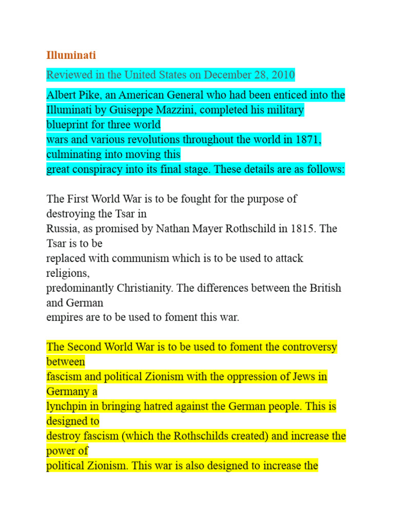 Albert Pike Letter | PDF | Lucifer | Religious Faiths