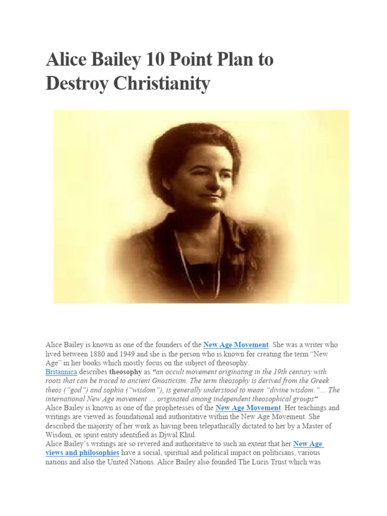 Alice Bailey Top Point To Destroy Christianity | PDF | New Age | Sophia ...