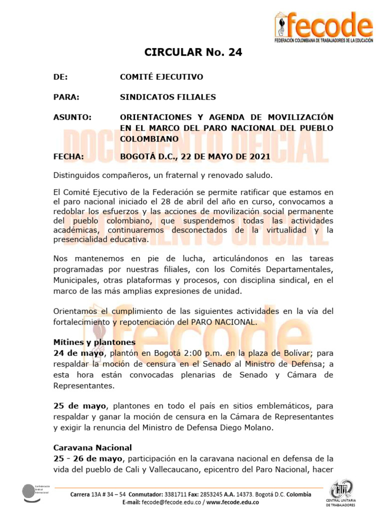 Movilización y Paro Nacional en Colombia | PDF | Colombia
